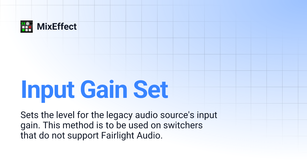 Input Gain Set | MixEffect